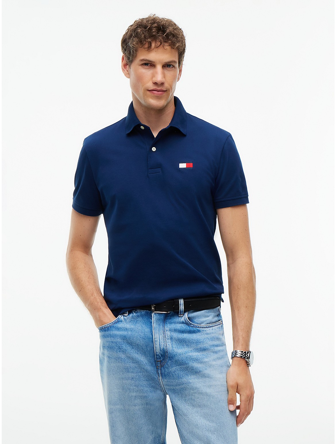 TOMMY HILFIGER men's regular fit flag logo polo -